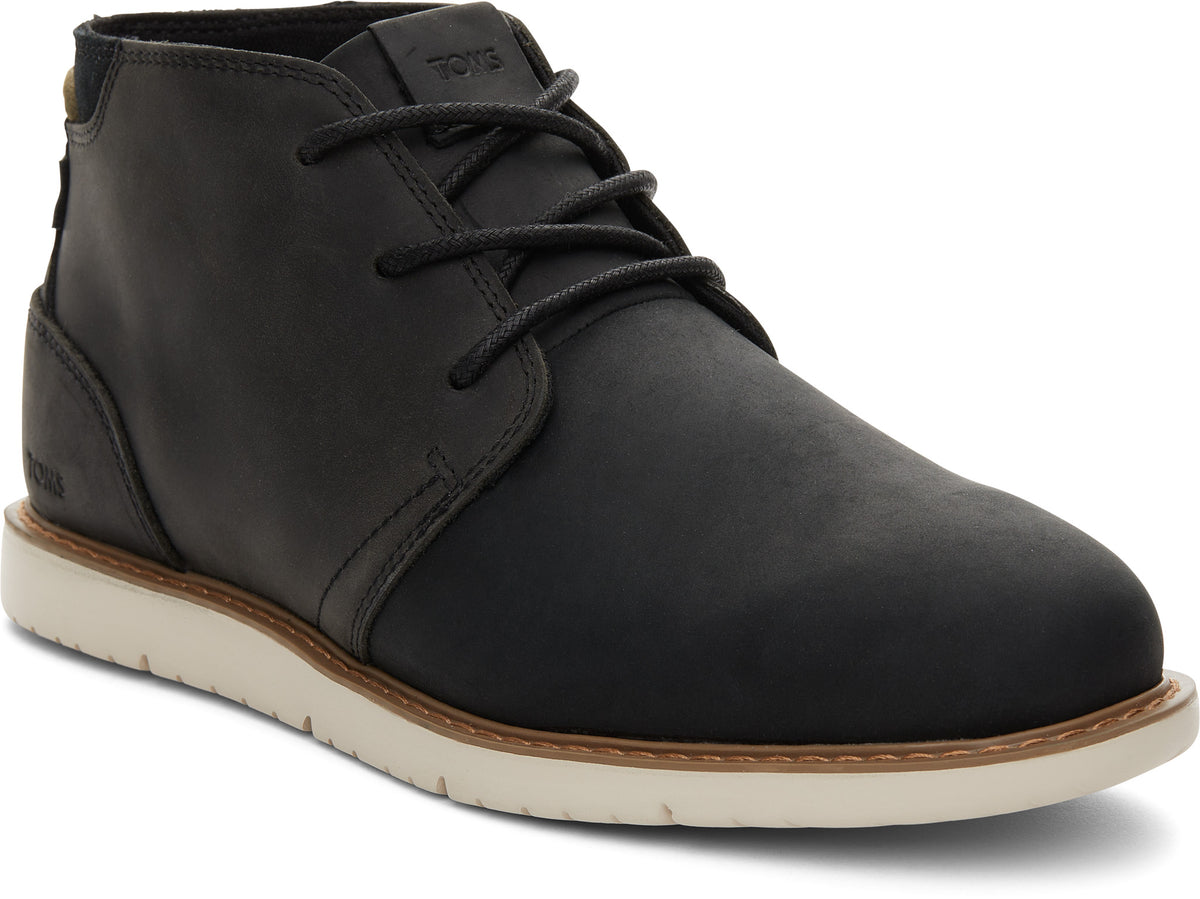 Navi Chukka Boot - Black Leather – TOMS Australia