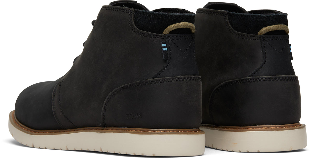 Navi Chukka Boot - Black Leather – TOMS Australia