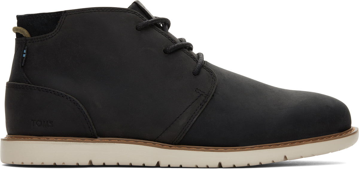 Navi Chukka Boot - Black Leather – TOMS Australia