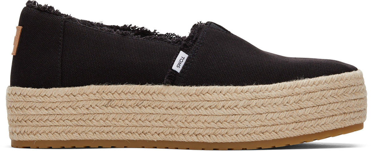 Valencia Platform Espadrille - Black Canvas – TOMS Australia