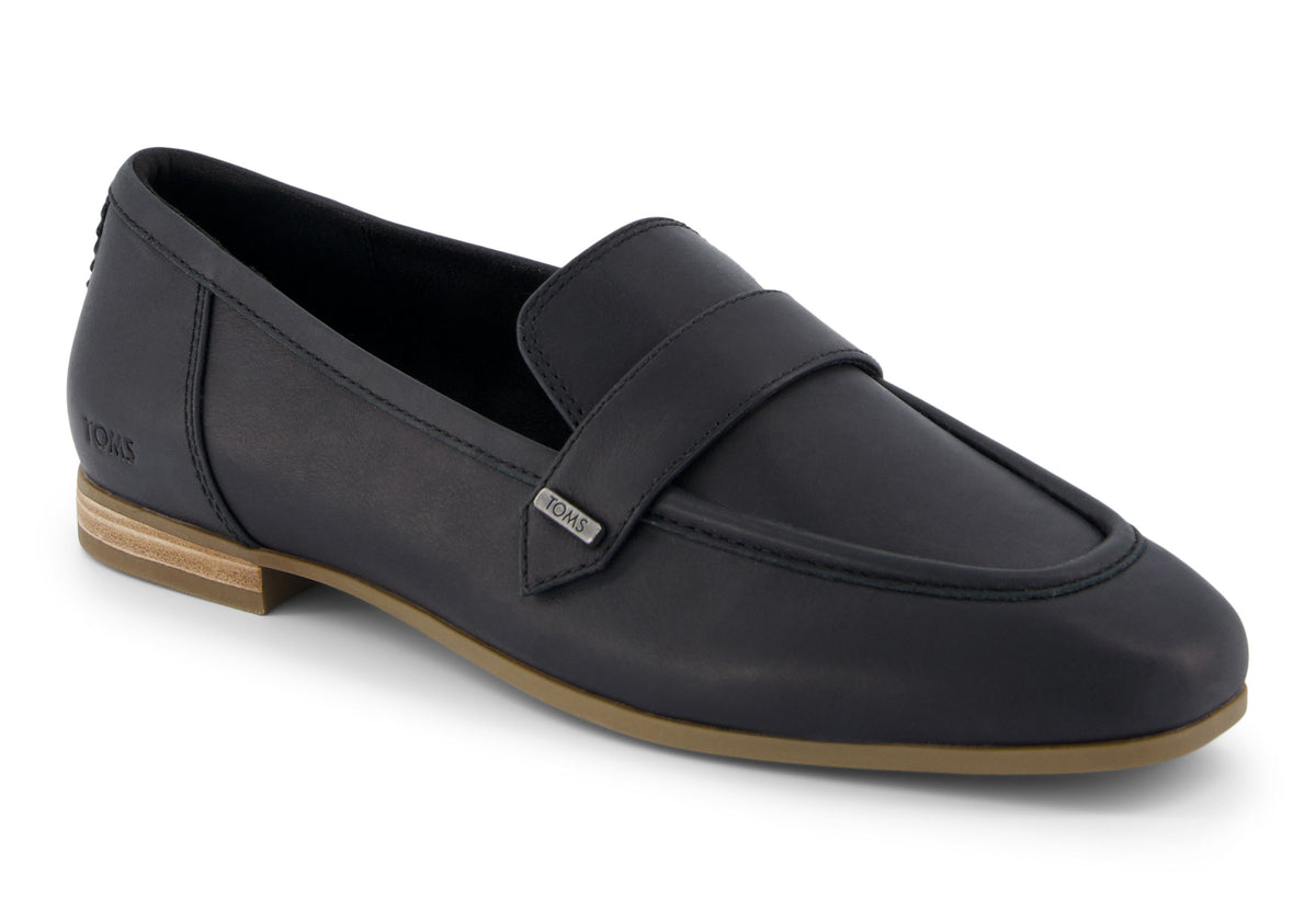 Lynette Loafer - Black Leather – TOMS Australia