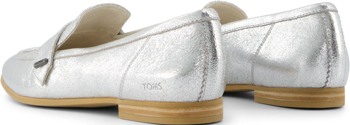 Lynette Loafer - Silver Crinkle Metallic Leather – TOMS Australia